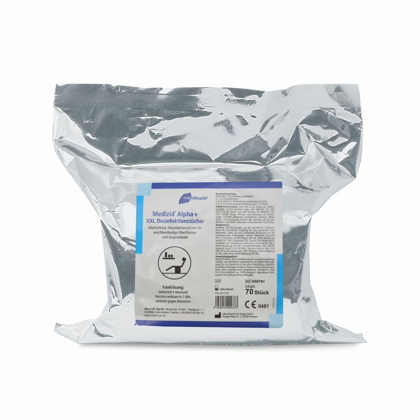 Meditrade Medizid® Alpha+ XXL Wipes | Nachfüllpackung | 70 Stück ...